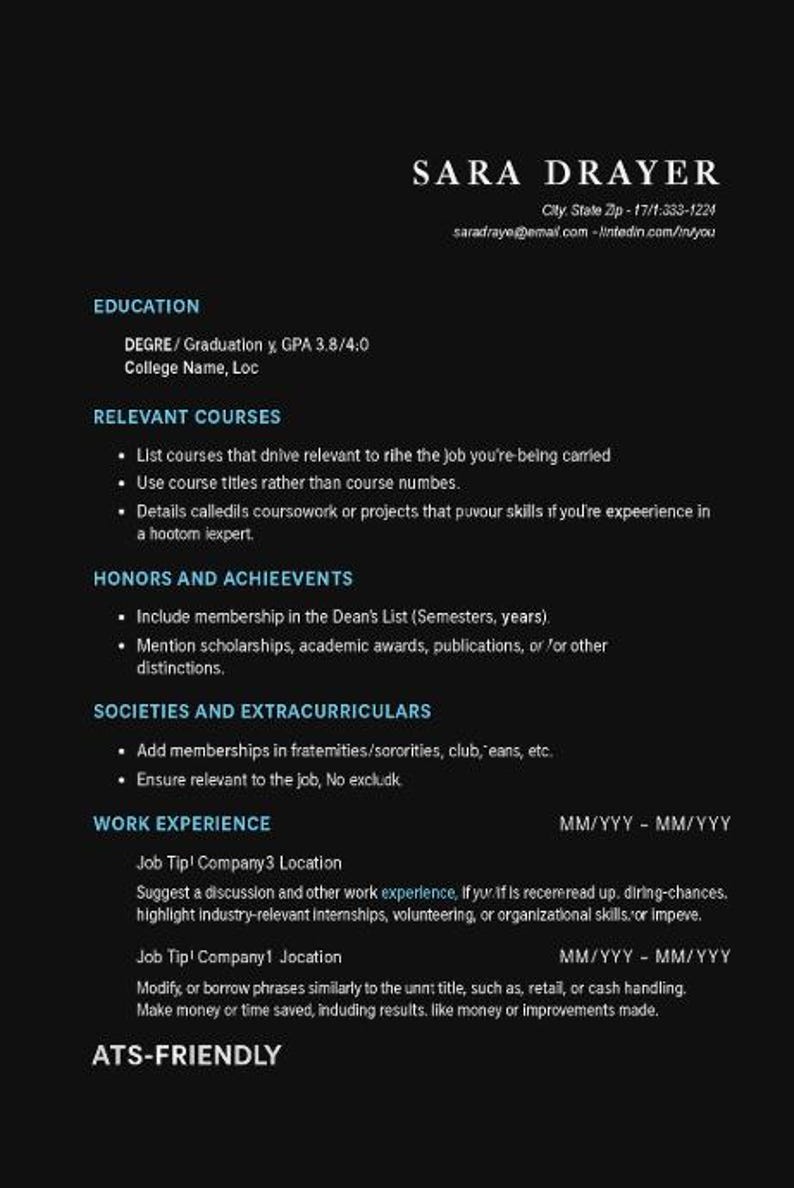Entry Level Resume Template - Etsy