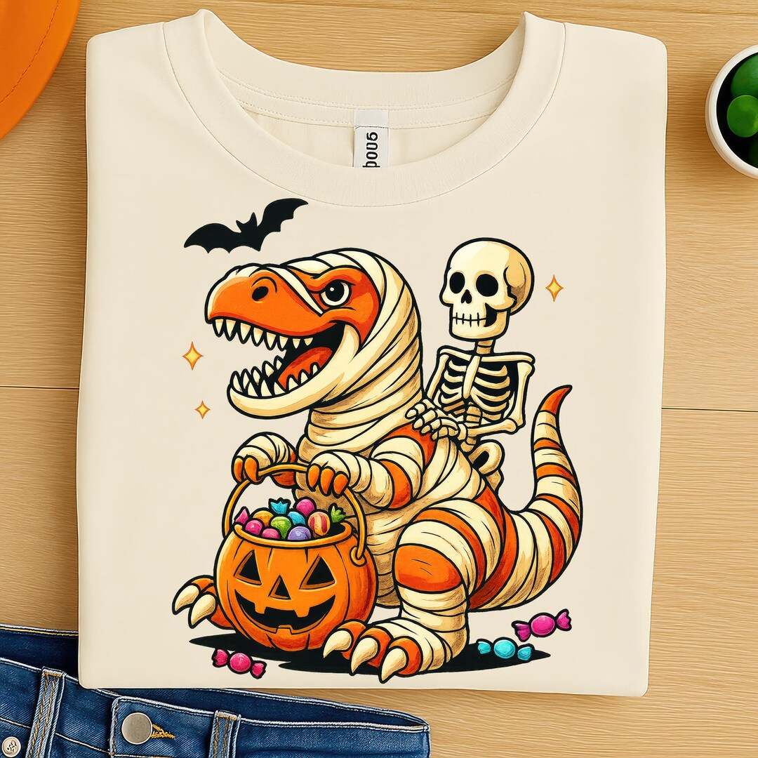Halloween T-rex Mummy Ride: Dinosaur Skeleton PNG Clipart (digital ...