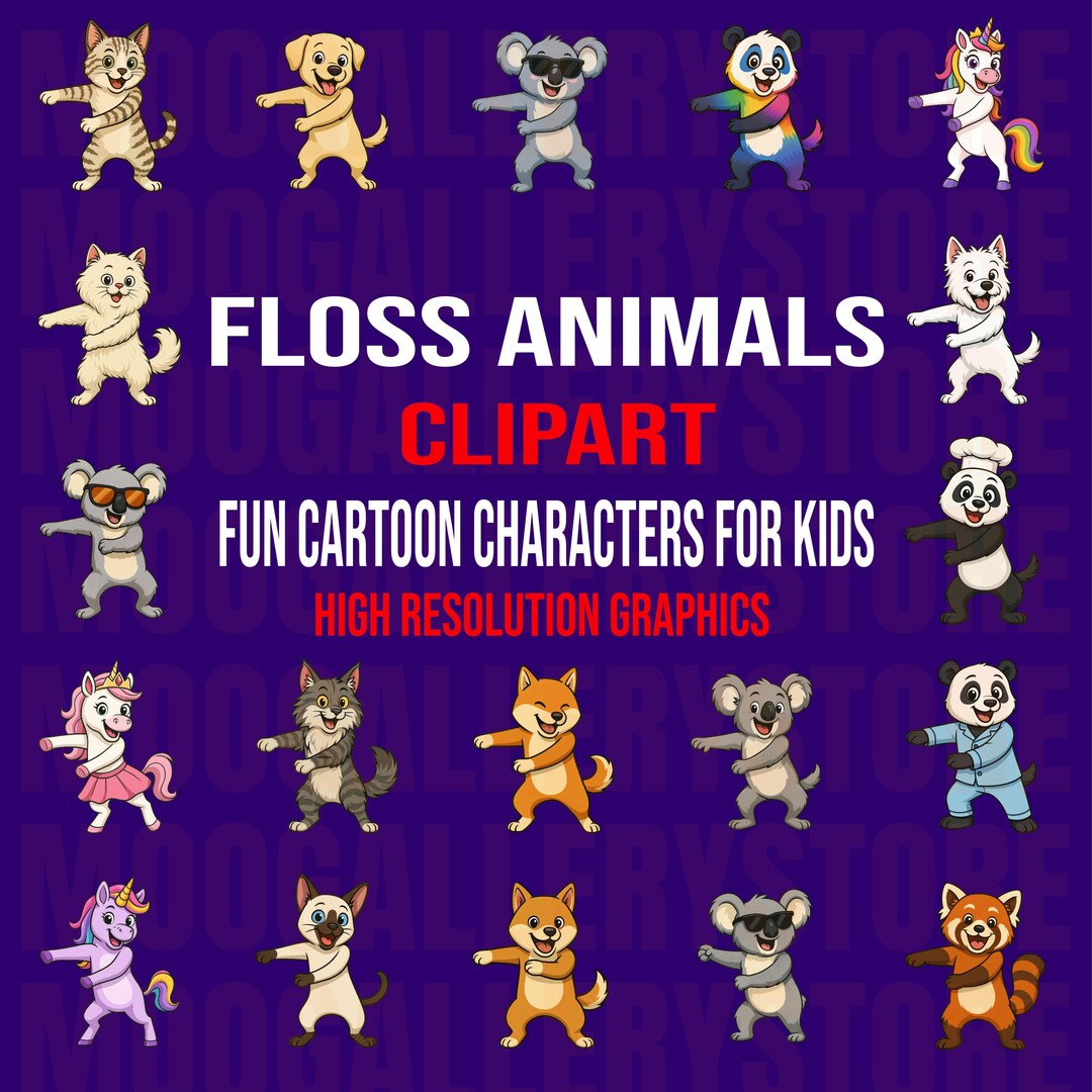 250+ Flossing Animals Clipart Bundle – Funny Dancing Animal Jpgs – Cute ...