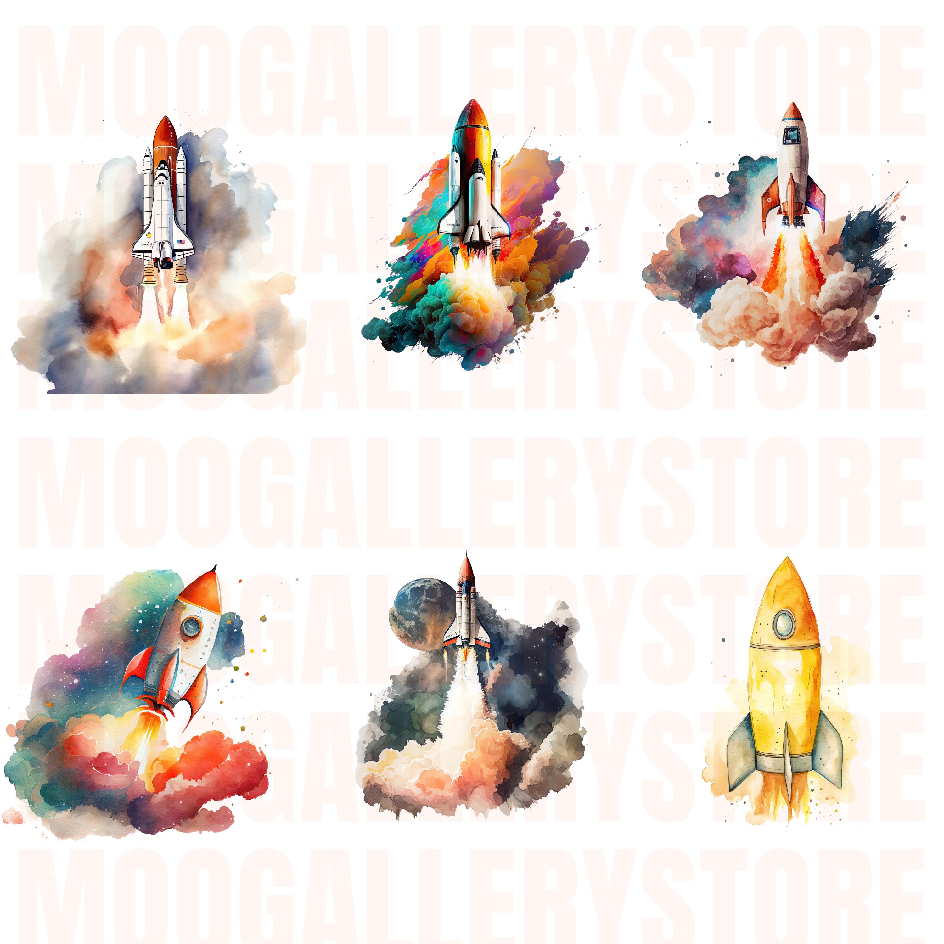 30+ Rocket Clipart Bundle – Launch Scenes and Outer Space Graphics PNG ...