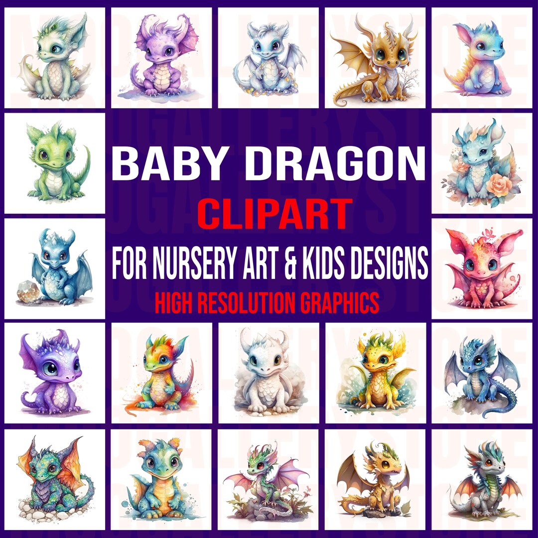 20+ Baby Dragon Clipart Bundle | Cute Fantasy Dragon Illustrations PNG ...