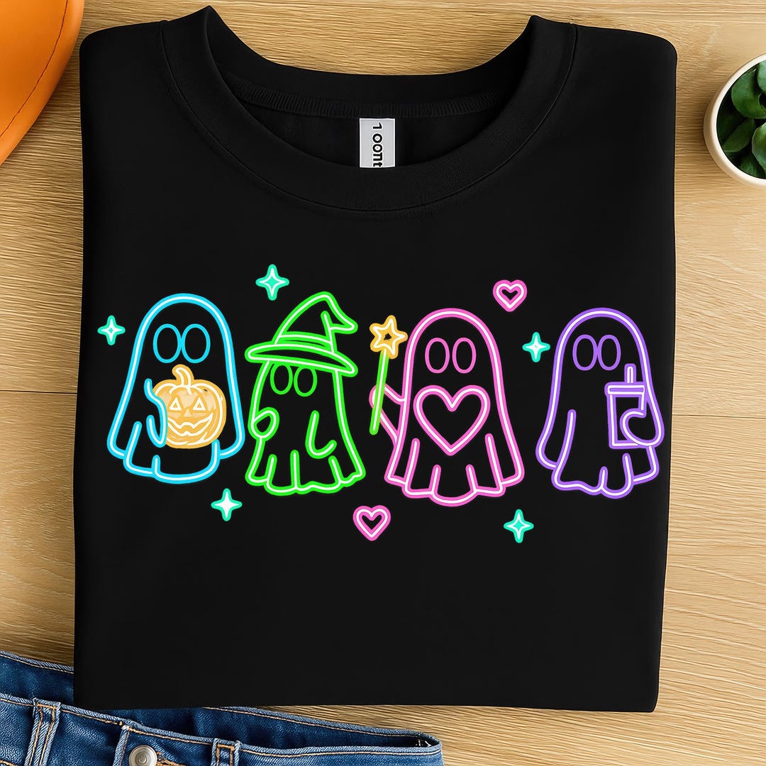Neon Ghost Squad Halloween PNG Clipart for T-shirts and Mugs – Cute ...