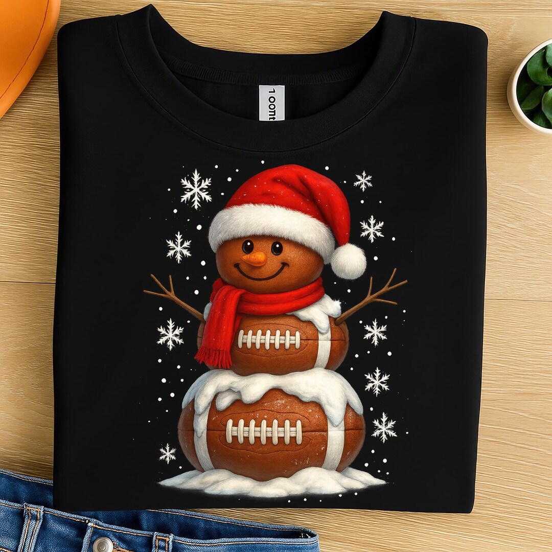 Funny Football Snowman PNG Clipart – Christmas Sports Santa Hat Design ...