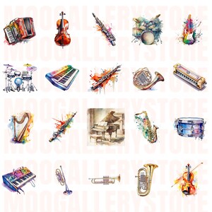 550+ Watercolor Instrument Clipart Bundle –musical Elements PNG With ...