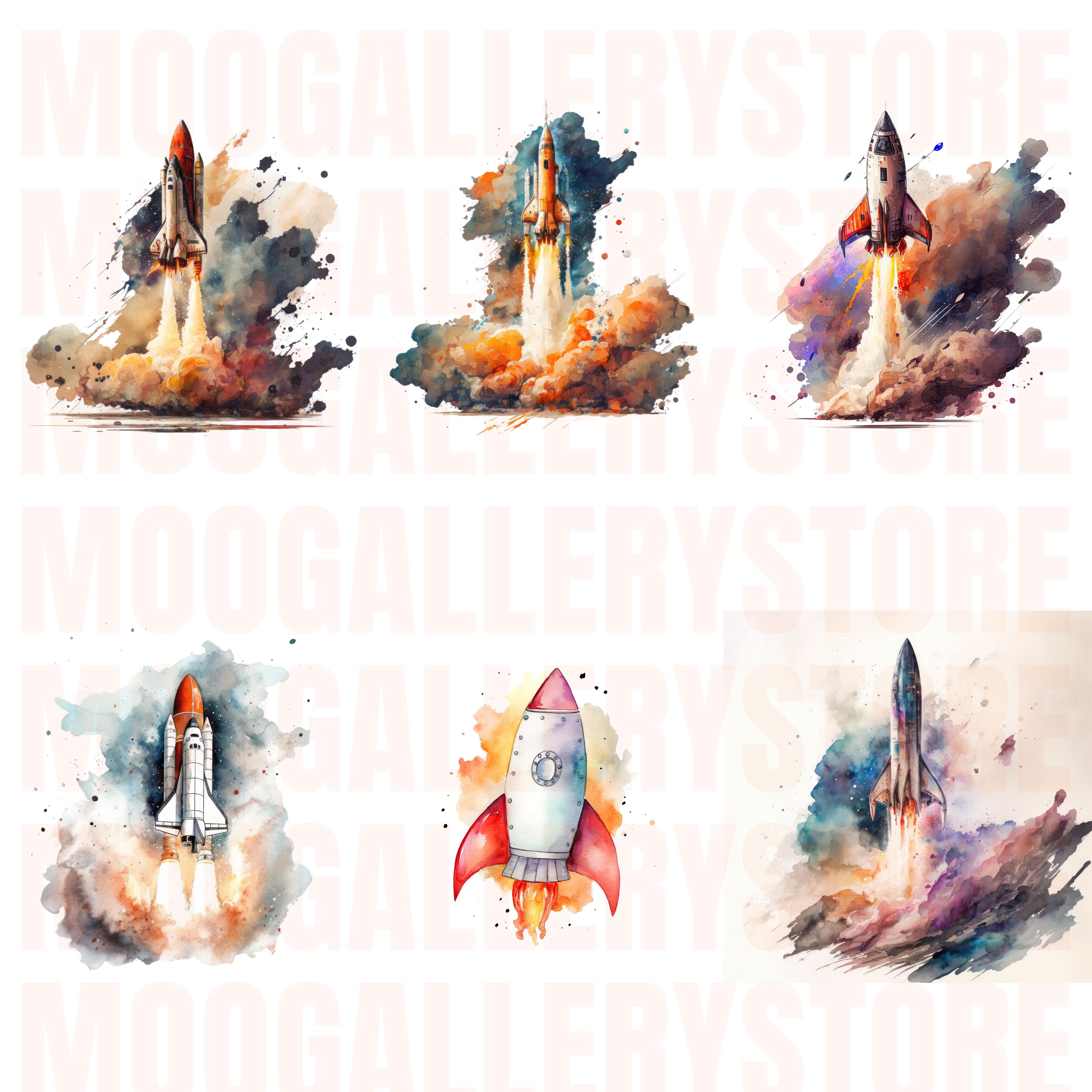 30+ Rocket Clipart Bundle – Launch Scenes and Outer Space Graphics PNG ...