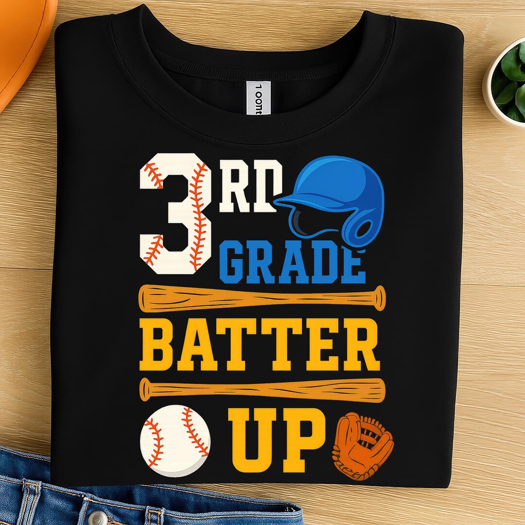3rd Grade Batter up PNG Clipart for Boys Back to School Shirts and Mugs ...