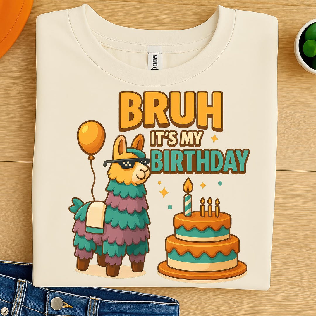 Bruh It’s My Birthday PNG Clipart – Funny Llama With Balloon and ...
