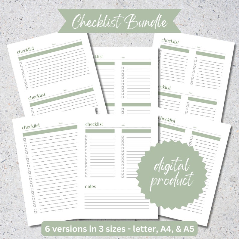 Printable Checklist Bundle, to Do List Template, Letter/a4/a5 - Etsy