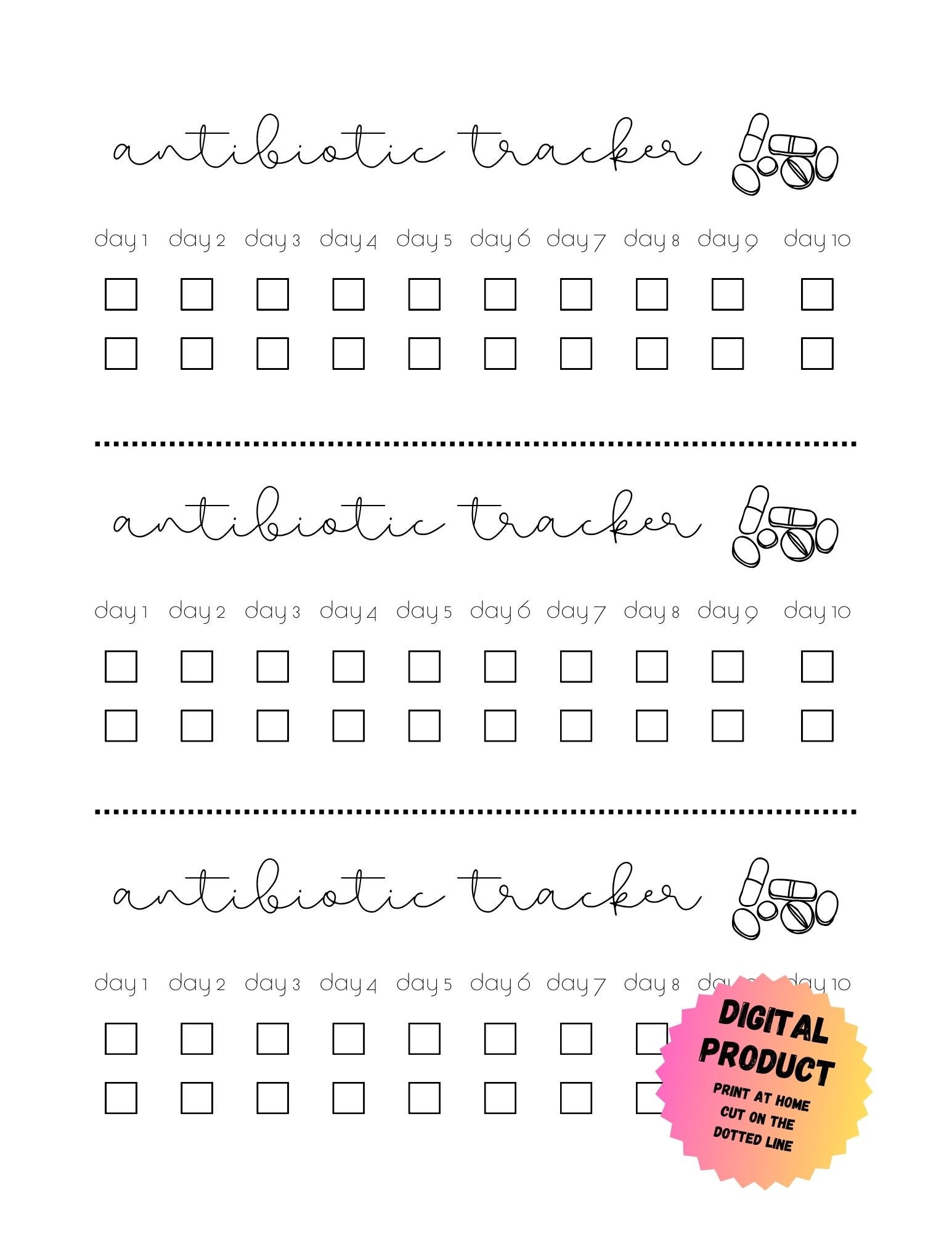 Printable Antibiotic Tracker, Twice a Day for 10 Days - Etsy