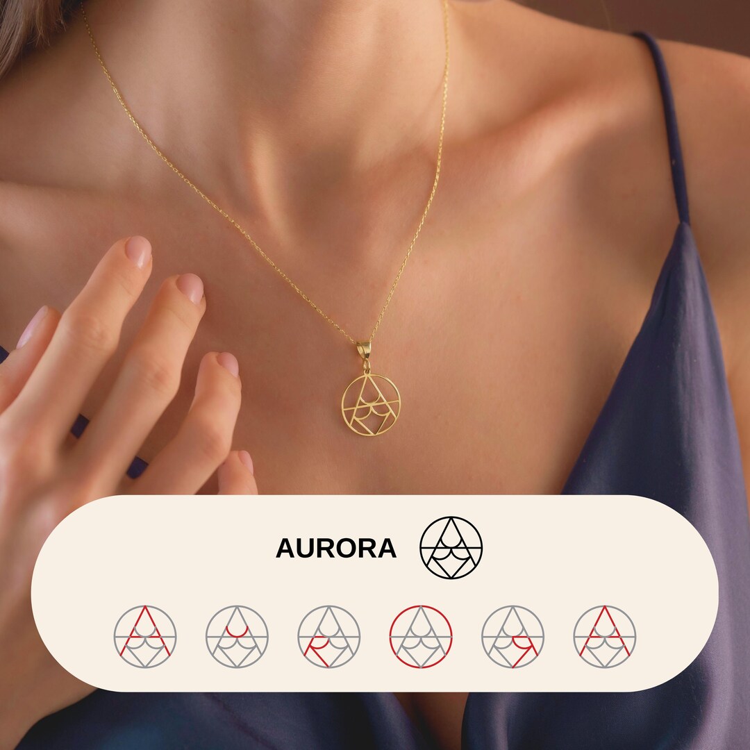 14K Gold Name Logo Necklace Silver Geometric Necklace Personalized ...