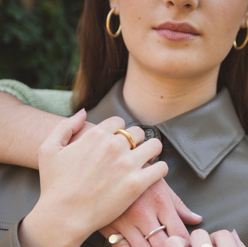 Irregular Ring Gold Plated Matt Gold Ring Band Stacking Ring - Etsy