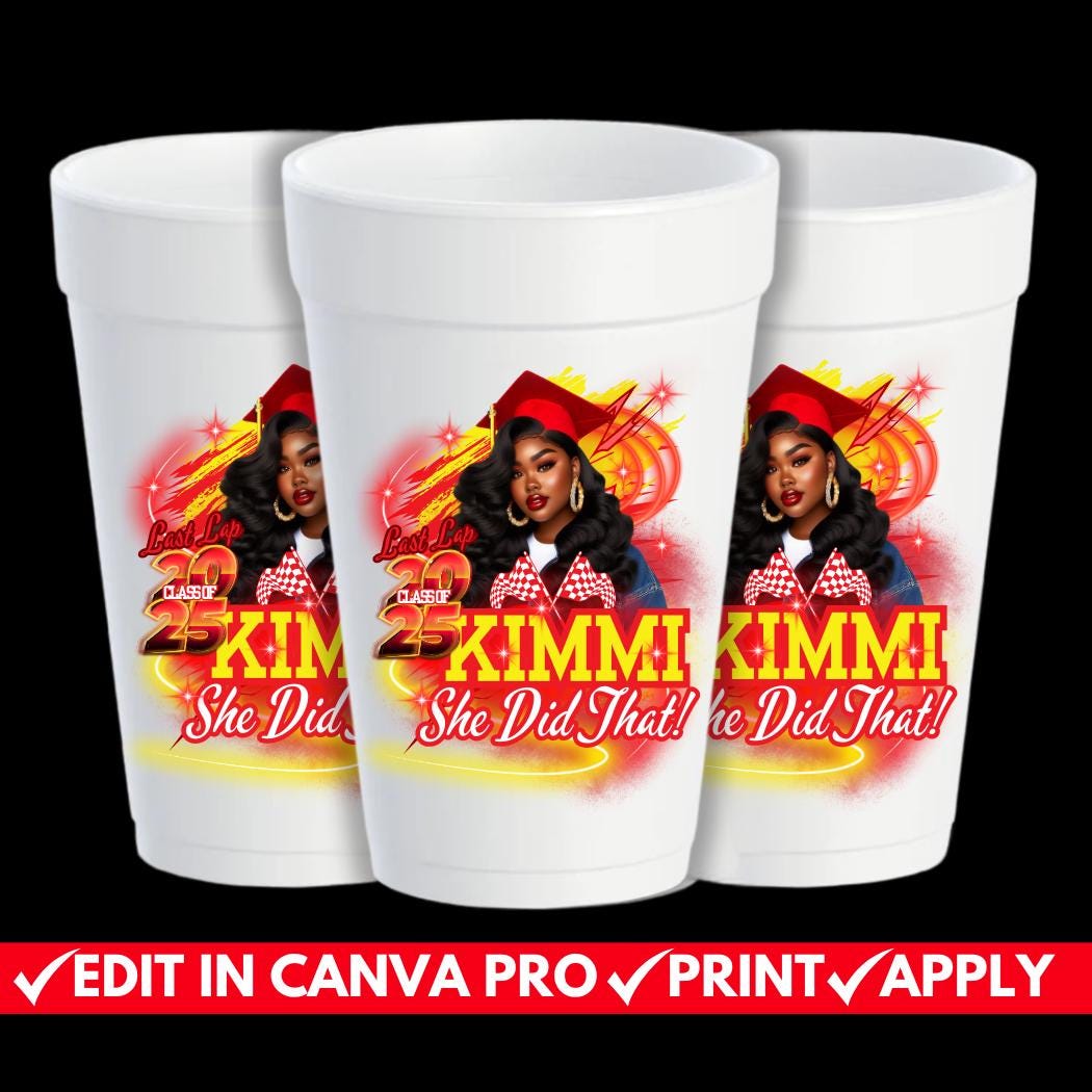 Graduation Cup Stickers Template - Etsy