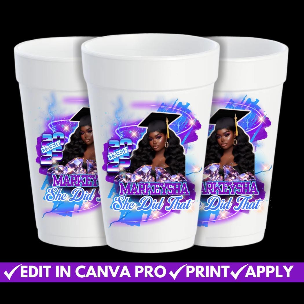 Graduation Cup Stickers Template - Etsy