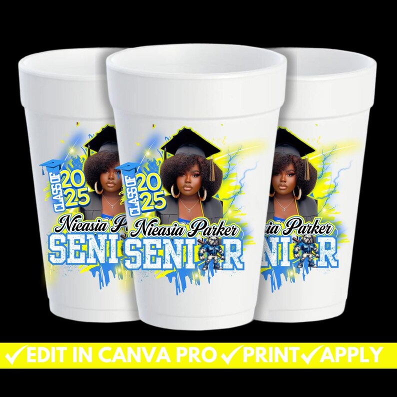 Graduation Cup Stickers Template - Etsy