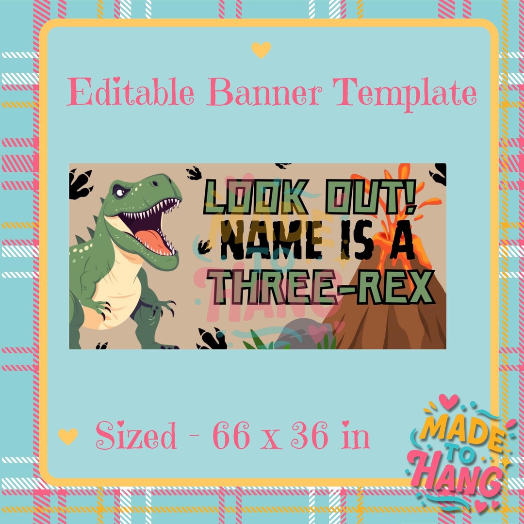 Three-rex Banner Template | Editable Canva Design (digital Download) - Etsy