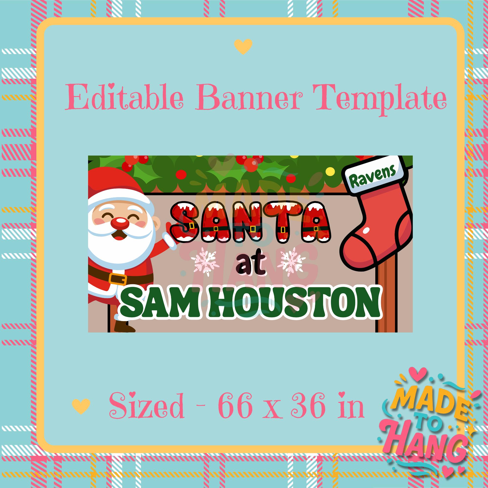 Santa at Banner Template | Editable Canva Design (digital Download) - Etsy