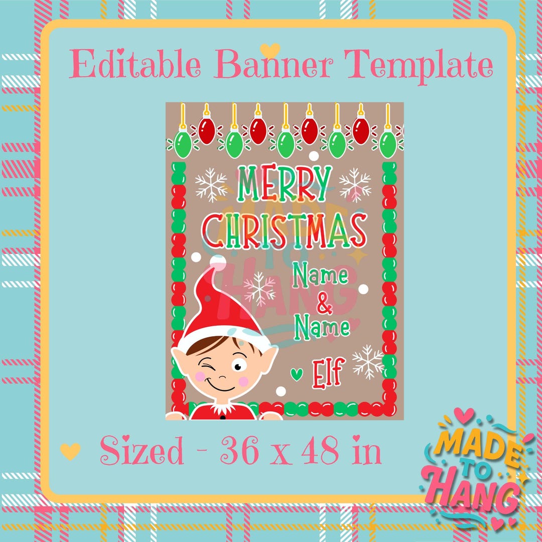 Christmas Elf Banner Template | Editable Canva Design (digital Download ...