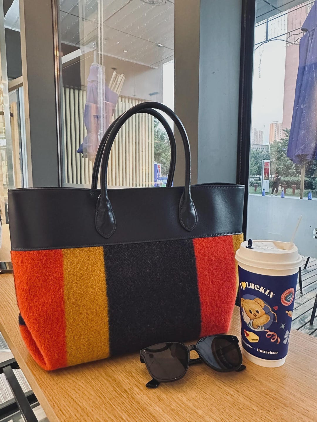 Signature Rainbow Wool Cowhide Leather Tote, 2025 Fall Winter Large ...