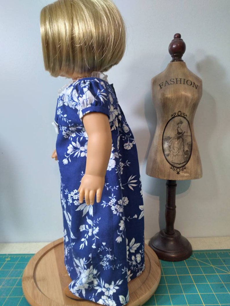 Royal Blue And White Print Regency Doll Dress Fits 18 Inch Etsy