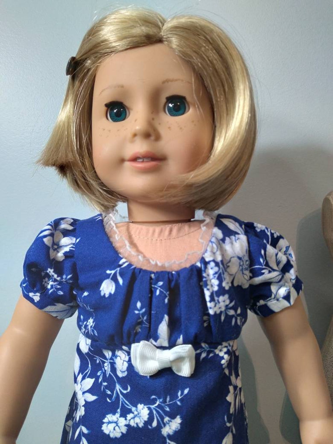 Royal Blue And White Print Regency Doll Dress Fits 18 Inch Etsy