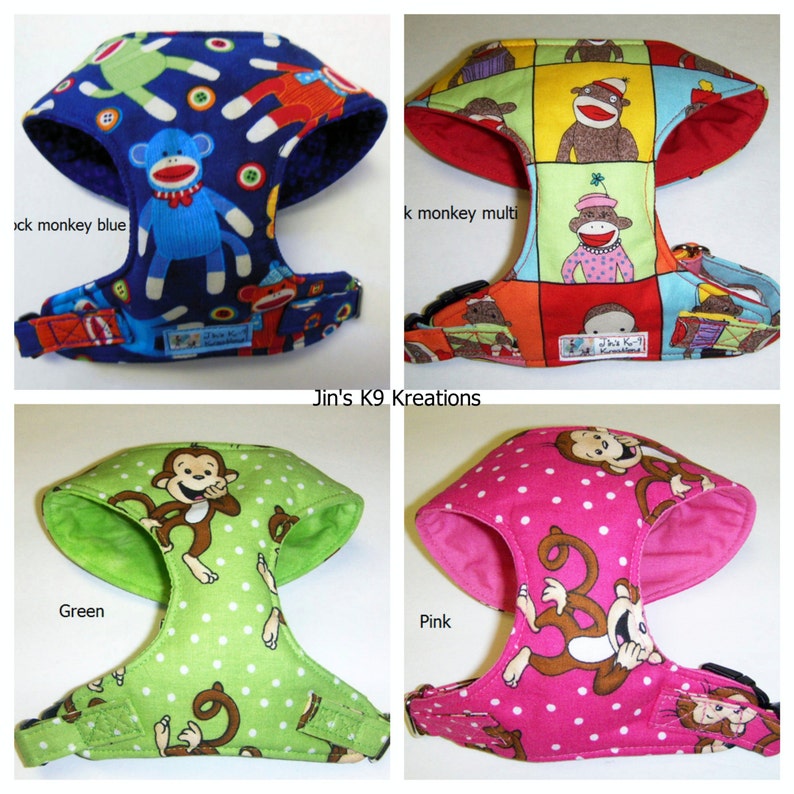 Fun Monkey Sock Monkey Comfort Soft Dog Harness Made to - Etsy