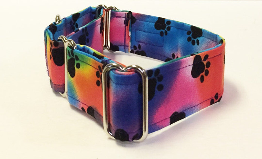 Multi Color Paw Print Adjustable Martingale Dog Collar Made to Order - Etsy