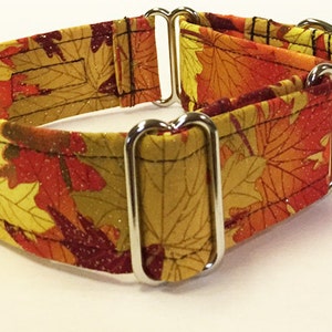 Metallic Fall Leaves Adjustable Martingale Dog Collar - Made to Order ...