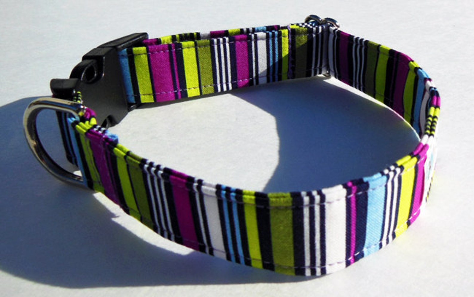 Multi-color Stripe Adjustable Dog Collar - Made to Order - - Etsy