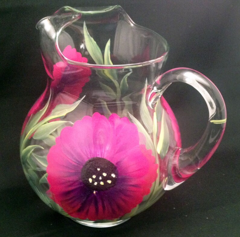 Hand Painted Glass Pitchers 1 - Etsy