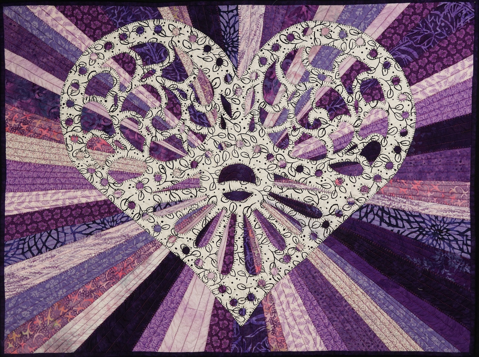 Handmade Art Quilt - Purple Heart - Etsy