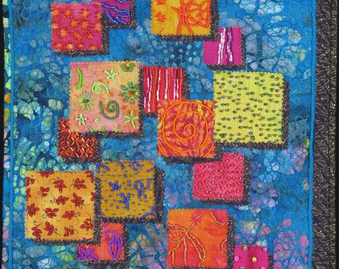 Handmade Art Quilt BEADED SQUARES - Etsy
