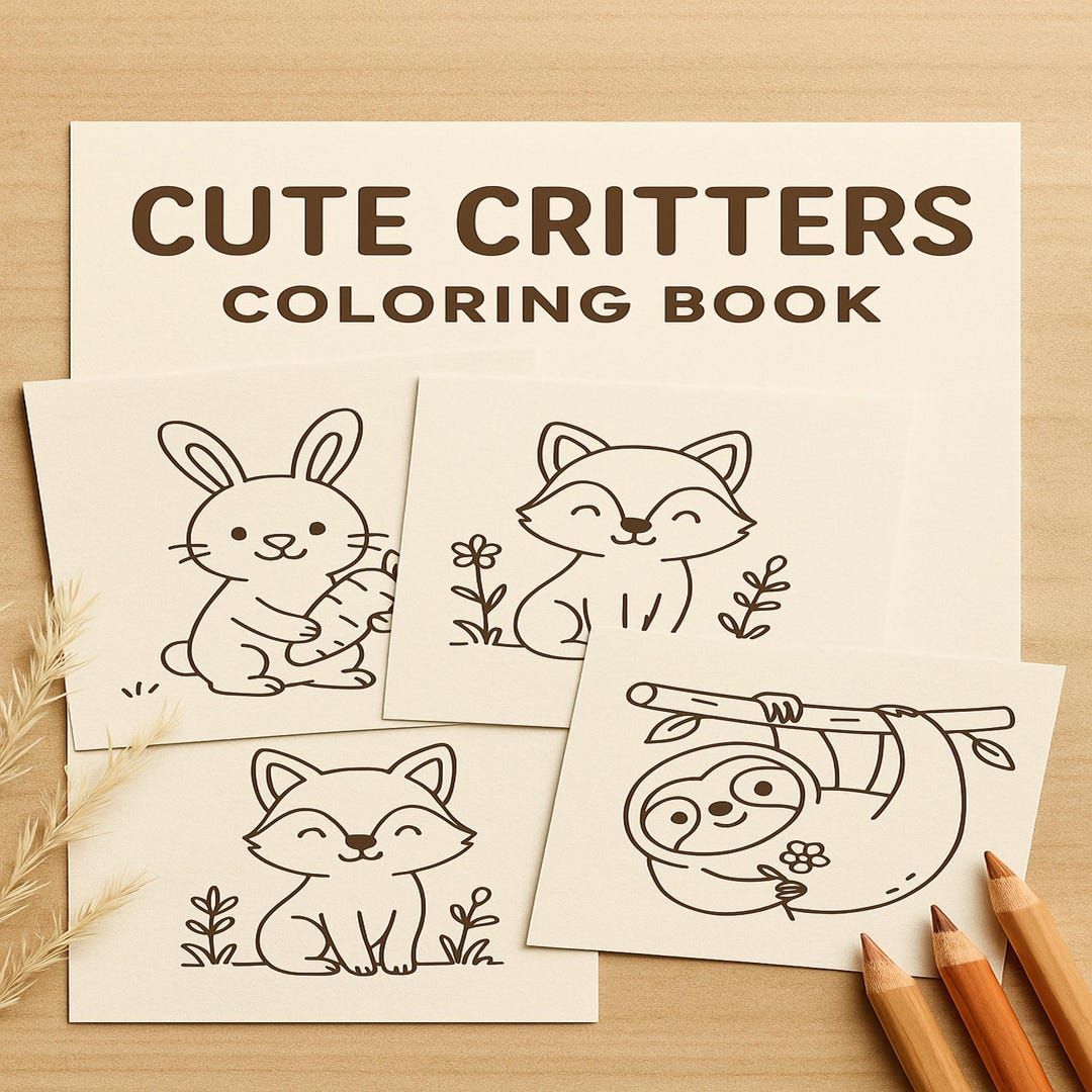 Cute Critters Coloring Book | Printable PDF | - Etsy