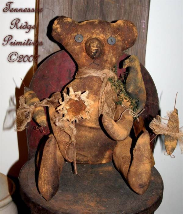 Tennessee Ridge Primitives Bear Doll With Daisy and Honey Bees Pattern Only - Etsy
