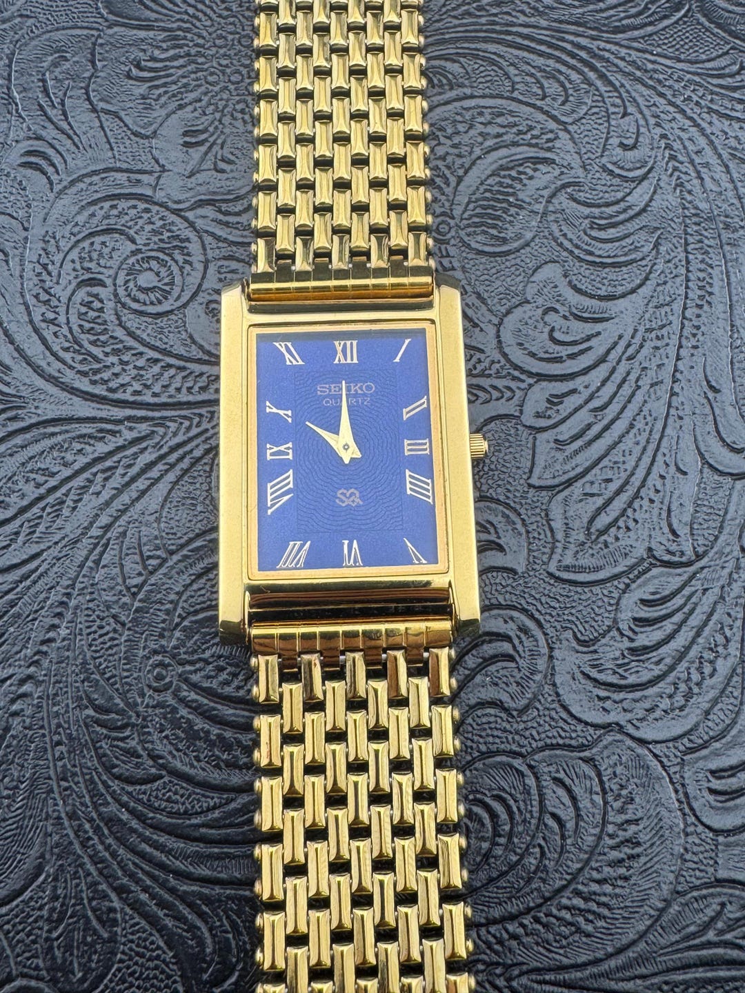 GOLD BLUE VINTAGE Seiko Slim Men's Wrist Watch – Classic Quartz Watch ...