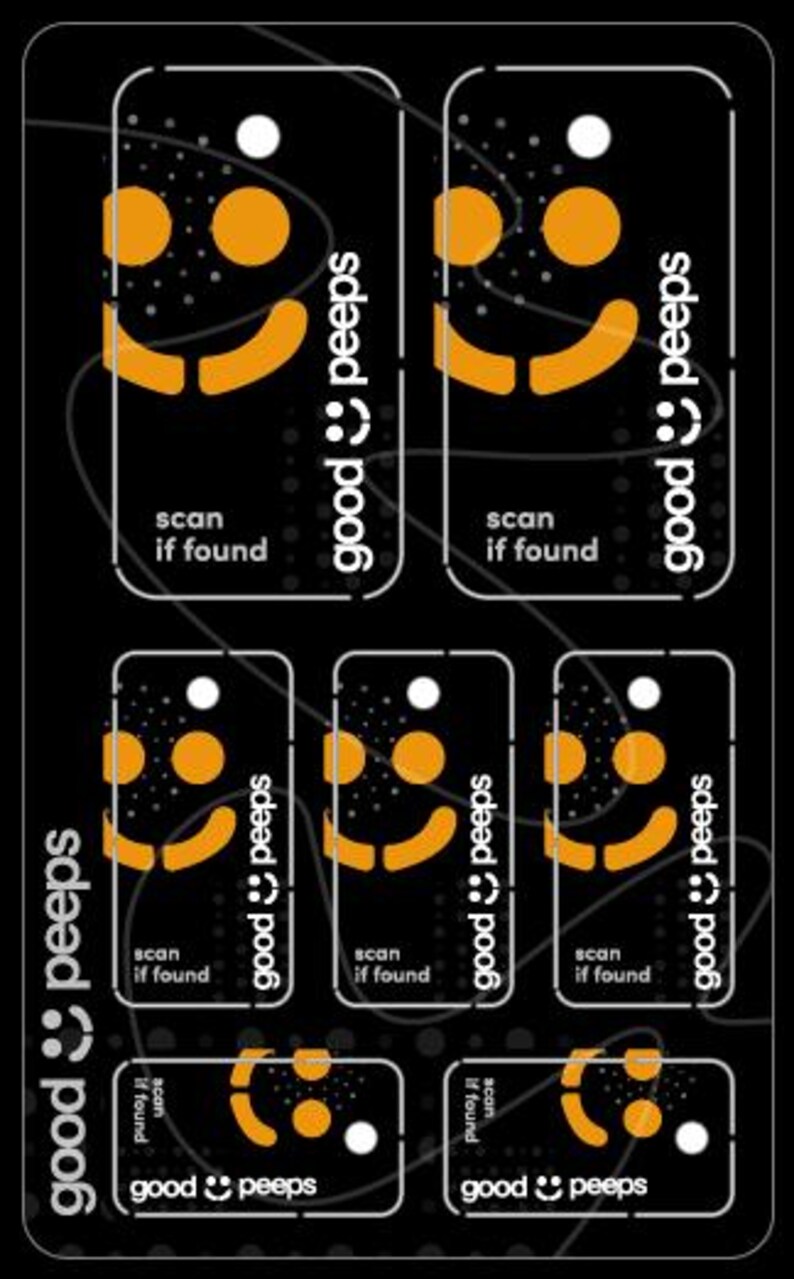 20 Charcoal Good Peeps Lost & Found Stickers and Tags - QR Labels for ...