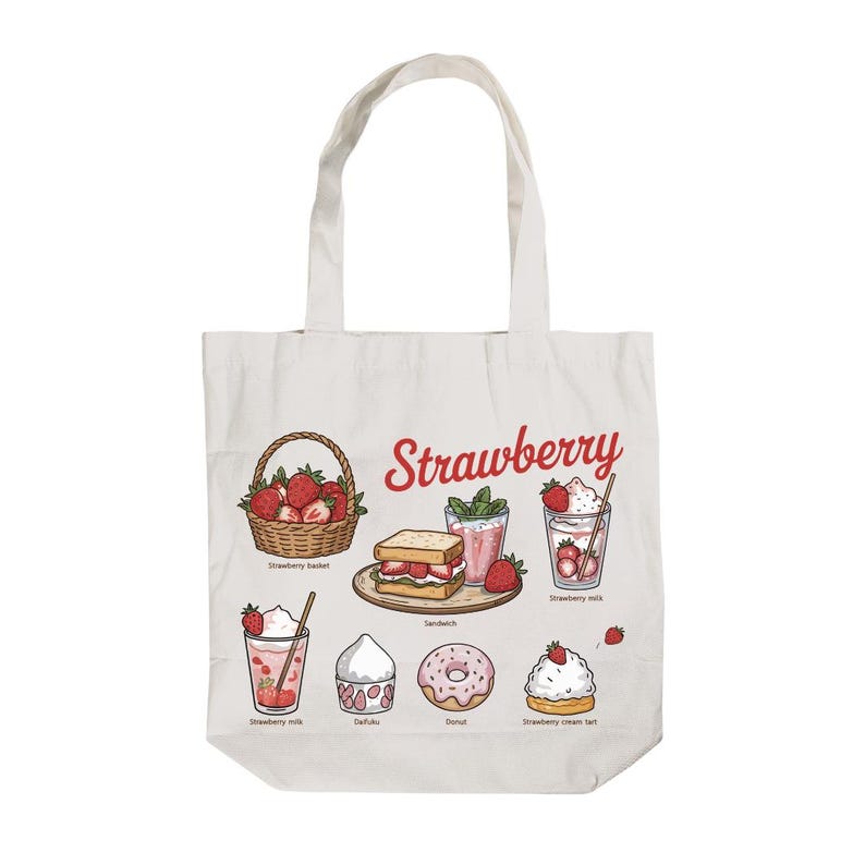 Strawberry Aesthetic T-shirt Design - Cute Style Food Illustration PNG ...