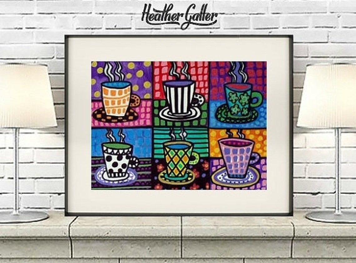Coffee Cups Art Kitchen Wall Decor Art Poster Print of - Etsy