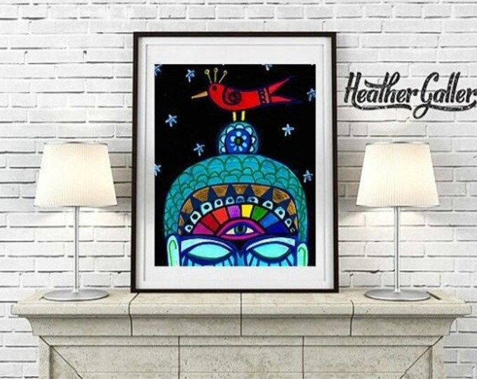 Buddha Rainbow Third Eye Art Poster Print Painting by Heather Galler ...