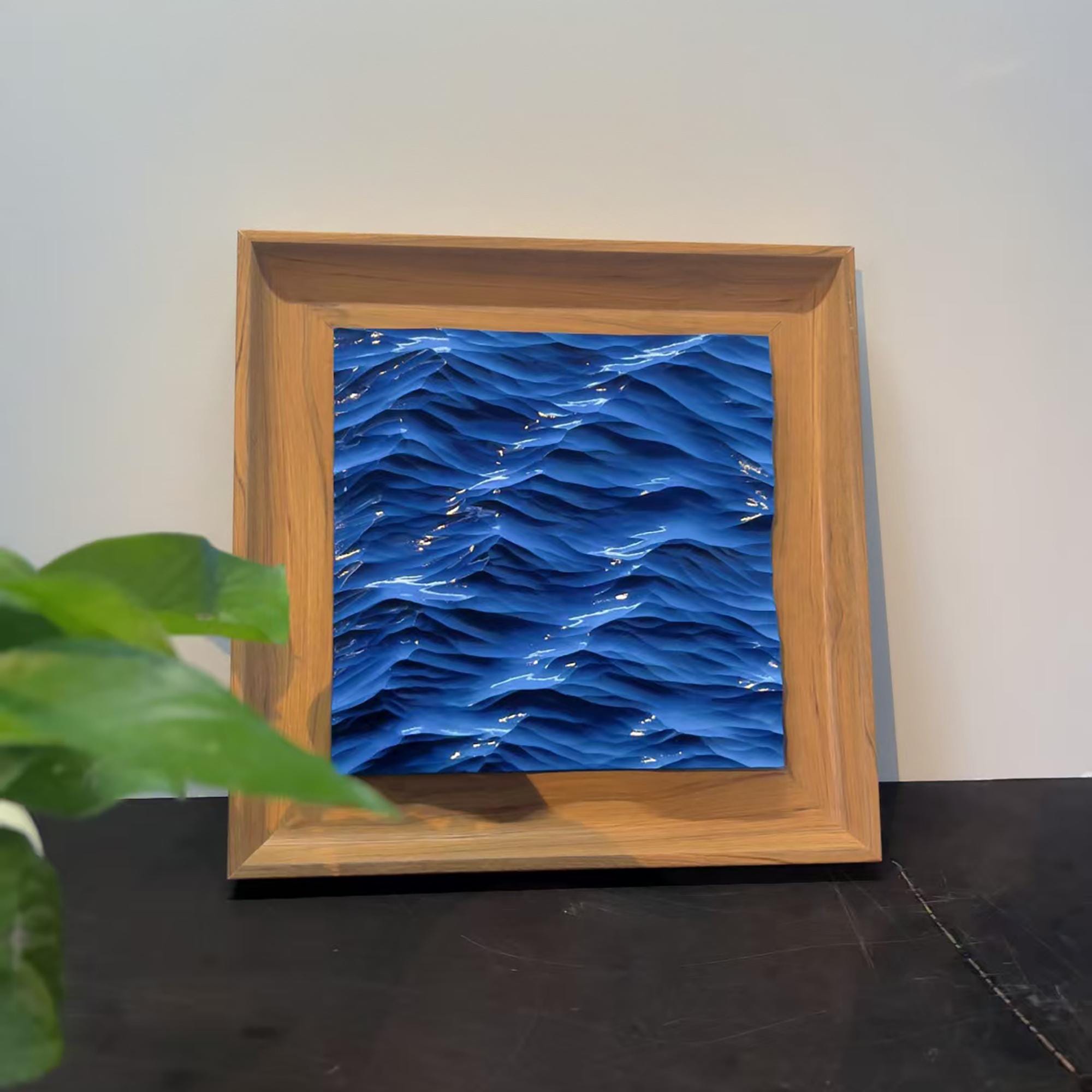 Handmade 3D Ocean Wave Art Wood Carving,ocean Wave Relief Sculpture ...