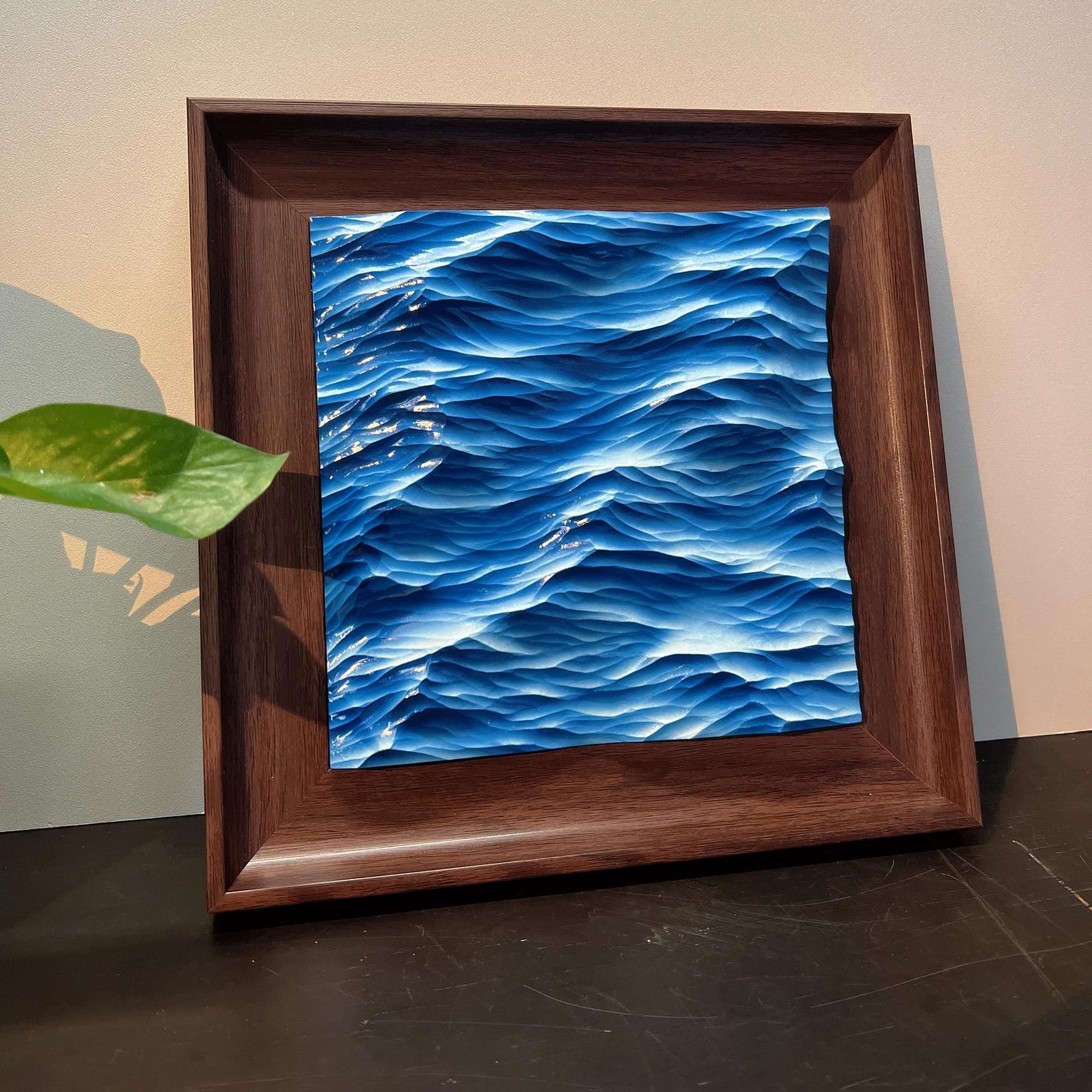 Handmade 3D Ocean Wave Art Wood Carving,ocean Wave Relief Sculpture ...