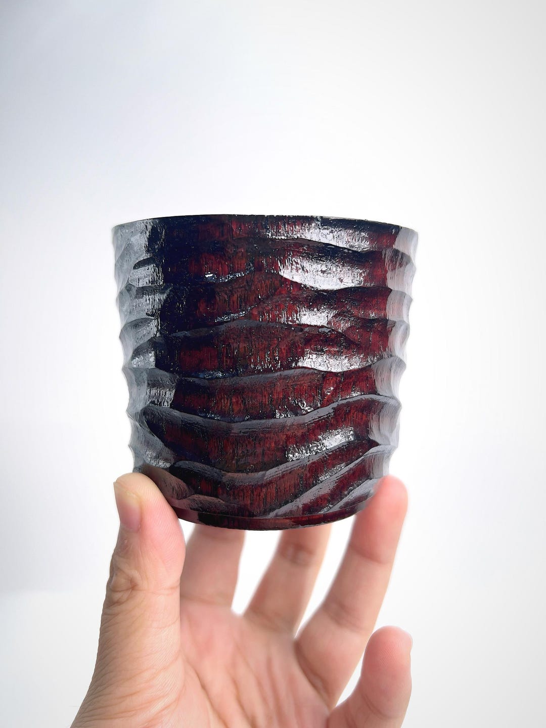 Handmade Wooden Wave Carving Cup, Walnut Design, Eco-friendly, Tea ...