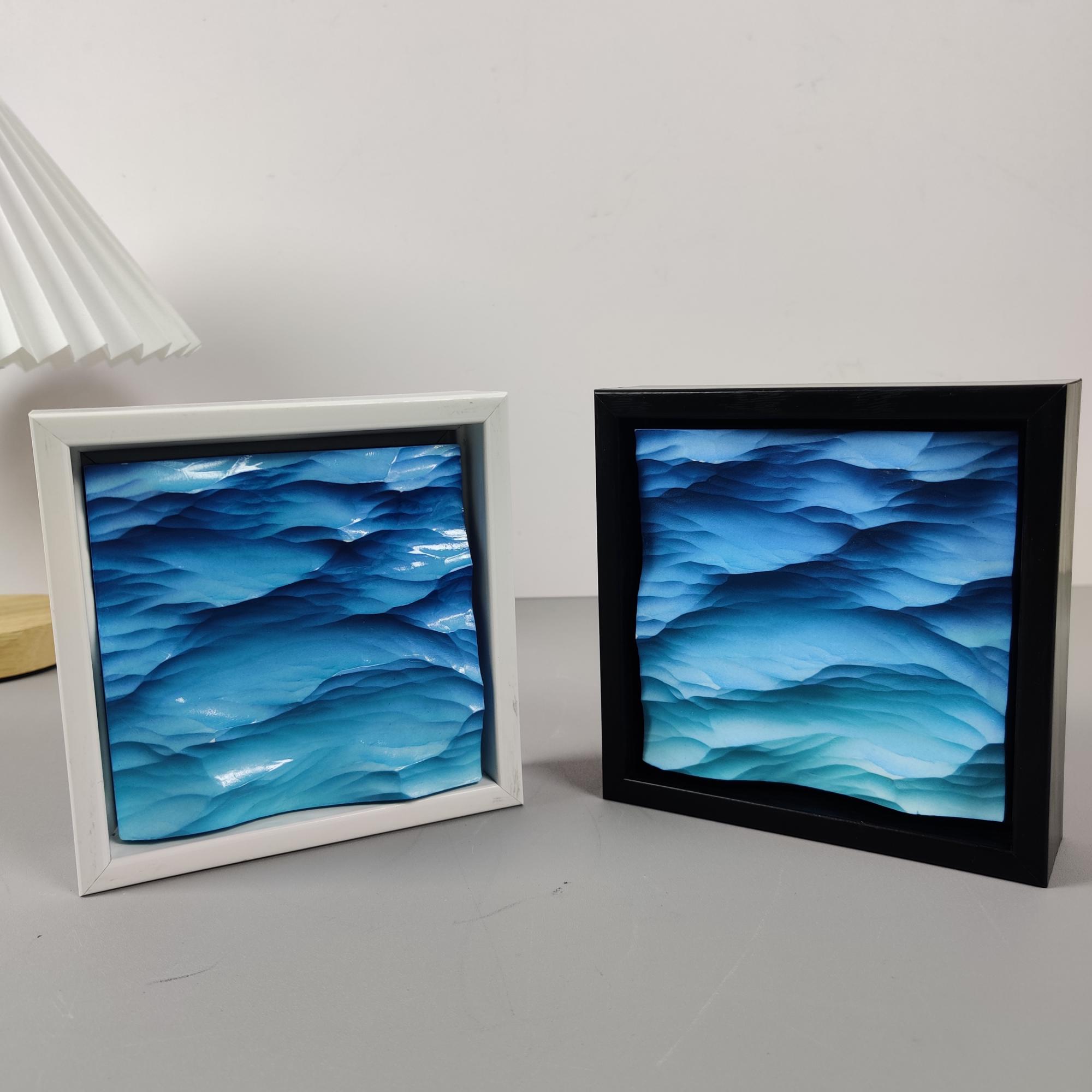 Hand Carved Ocean Wave Desk Decor Coastal Sculpture Sea Gift for Beach ...