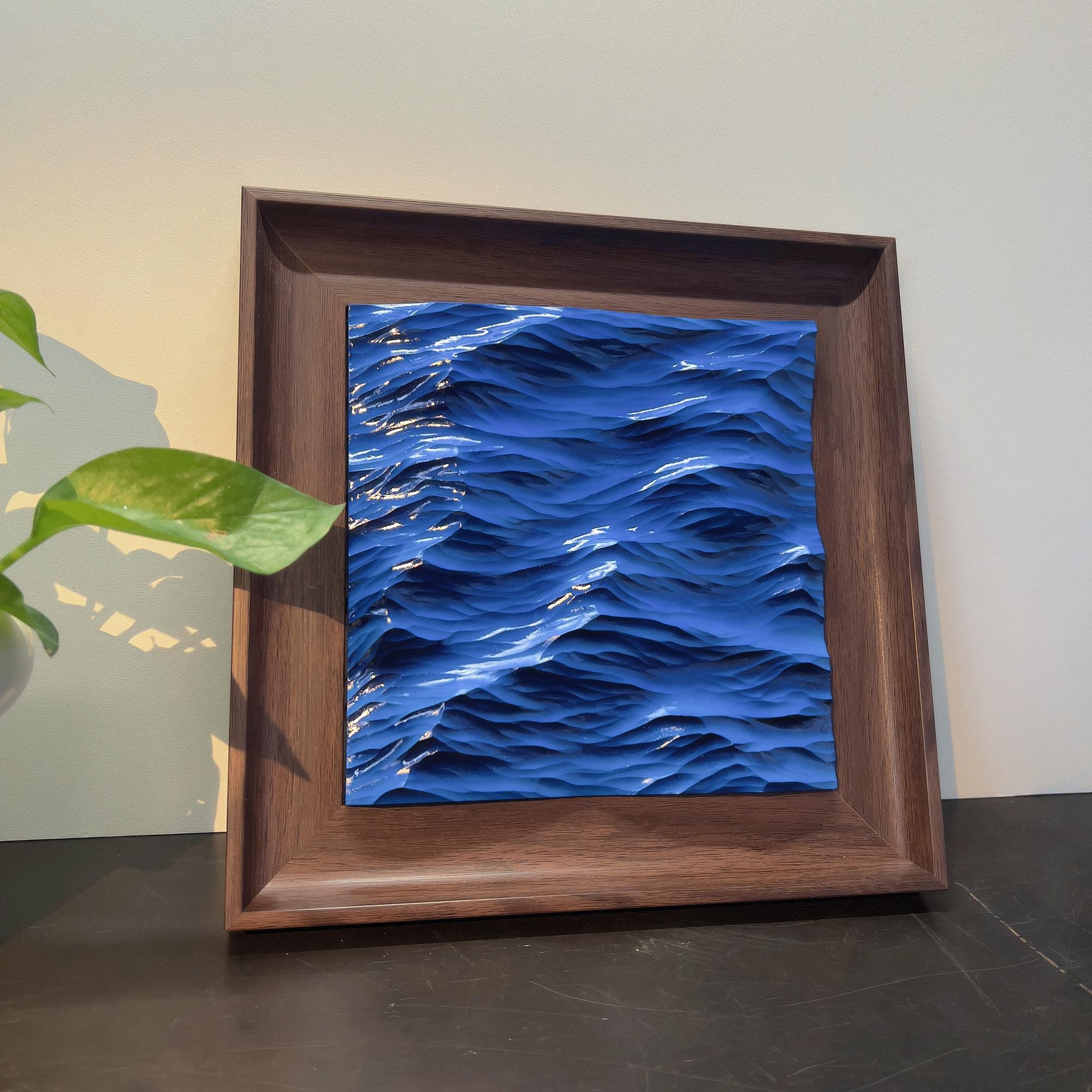 Handmade 3D Ocean Wave Art Wood Carving,ocean Wave Relief Sculpture ...
