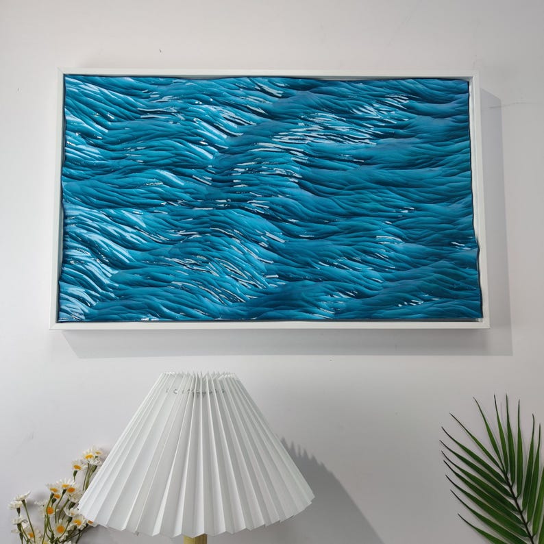 Handcrafted Wooden Ocean Wave Art 3D Sea Landscape Custom Framed Beach ...