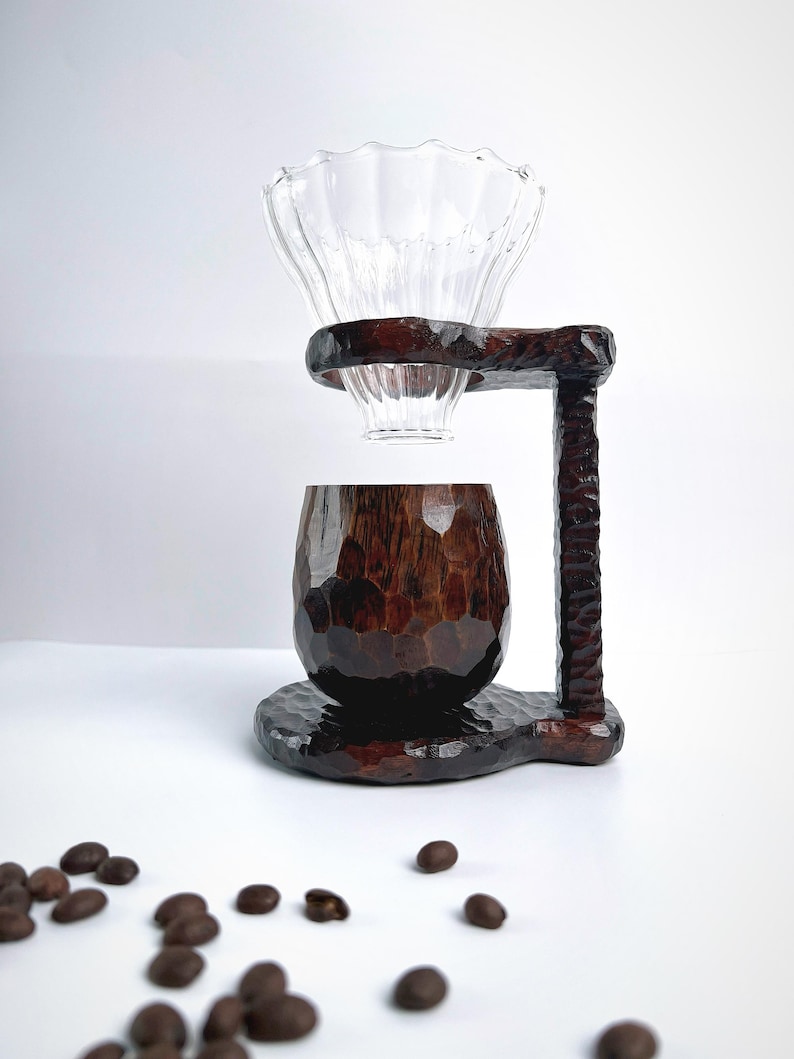 Handmade Wooden Tea Cup, Grid Pattern Carving, Eco-friendly, Rustic ...