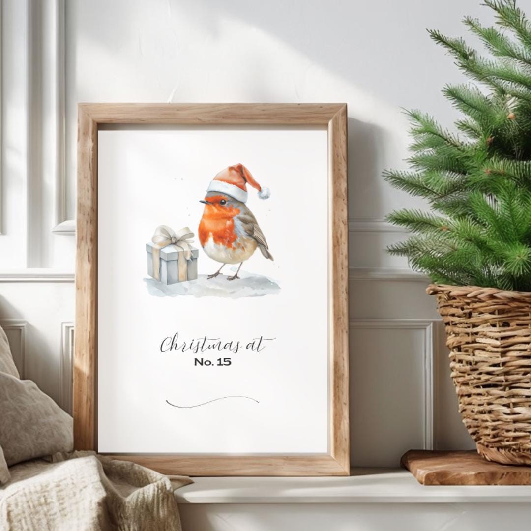 Editable Christmas Robin Printable Wall Art | Customisable Holiday Sign ...