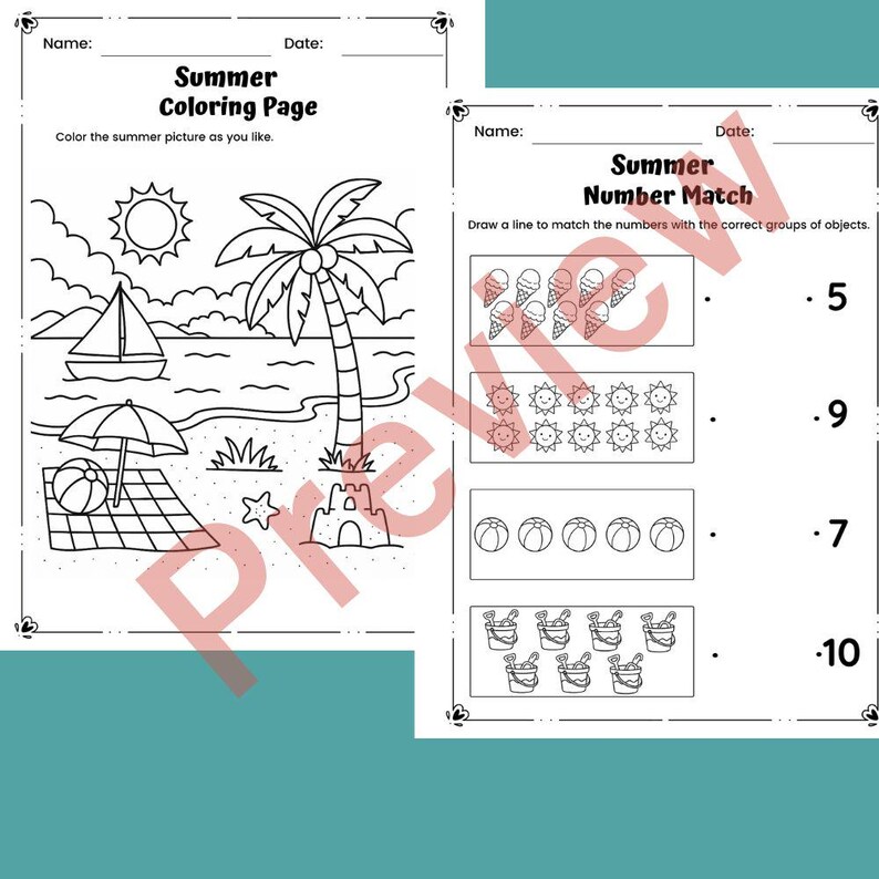 Summer Worksheets for Kids, Counting 1-10 | Printable Summer Activities ...