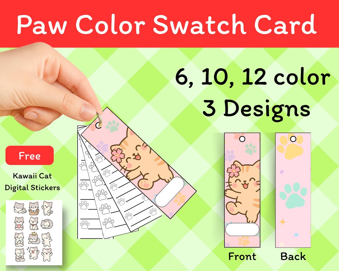 Paw Color Swatch Card Printable | 6 10 12 Color Swatch Sheets | Alcohol ...