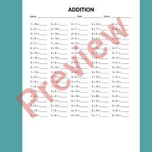 10 Printable Addition Worksheets | Fill in the Blanks | Single & Double Digit | Maths Drills ...