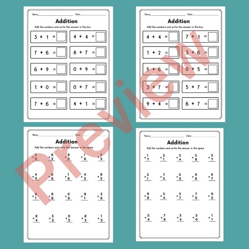30 Printable Single-digit Addition Worksheets for Kids | 30 Printable ...